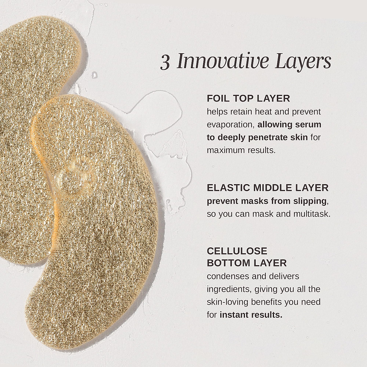 Wander Beauty Baggage Claim - Gold Foil Under Eye Patches For Dark Circles and Puffiness - Under Eye Mask Depuffs & Firms - Brightening Eye Mask for Under Eye Bags (6 Pairs)