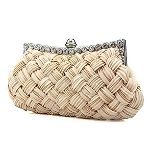 Kami-jia Weaving Diamante Crystal Prom Cocktail Party Wedding Engagement Evening Bag Purse Clutch Pouch 9.26' 1.18'