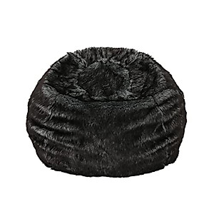 Christopher Knight Home Glendon Modern 3 Foot Faux Fur Bean Bag Cover (Only Skin), Black and White