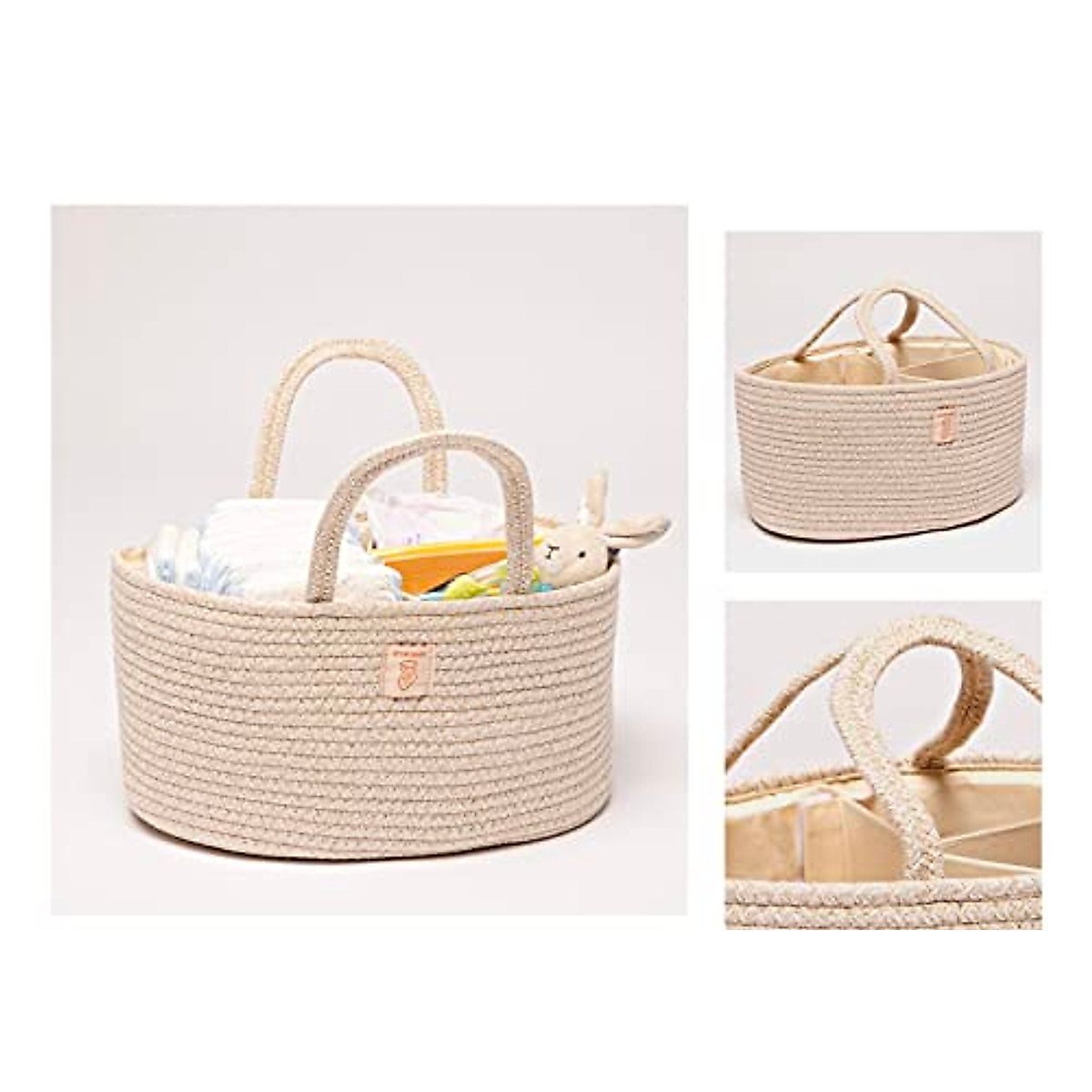 Trendy Baby Changing Basket- Moses Basket Set Of 4 Pieces, Waterproof Pad Cover, Caddy Diaper Organizer,Cotton Blanket - Boho Basket - Nursery Decor - Bassinet Changing Table Topper, Baby lounger
