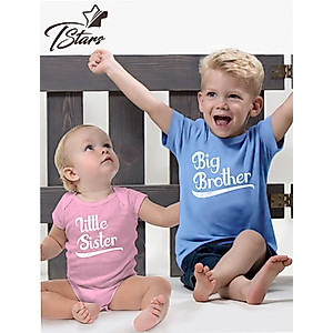 Big Brother Little Sister Matching Outfits Baby Announcement Sibling Shirts Set Kids Shirt California Blue/Baby Pink Kids Shirt 3T / Baby Newborn