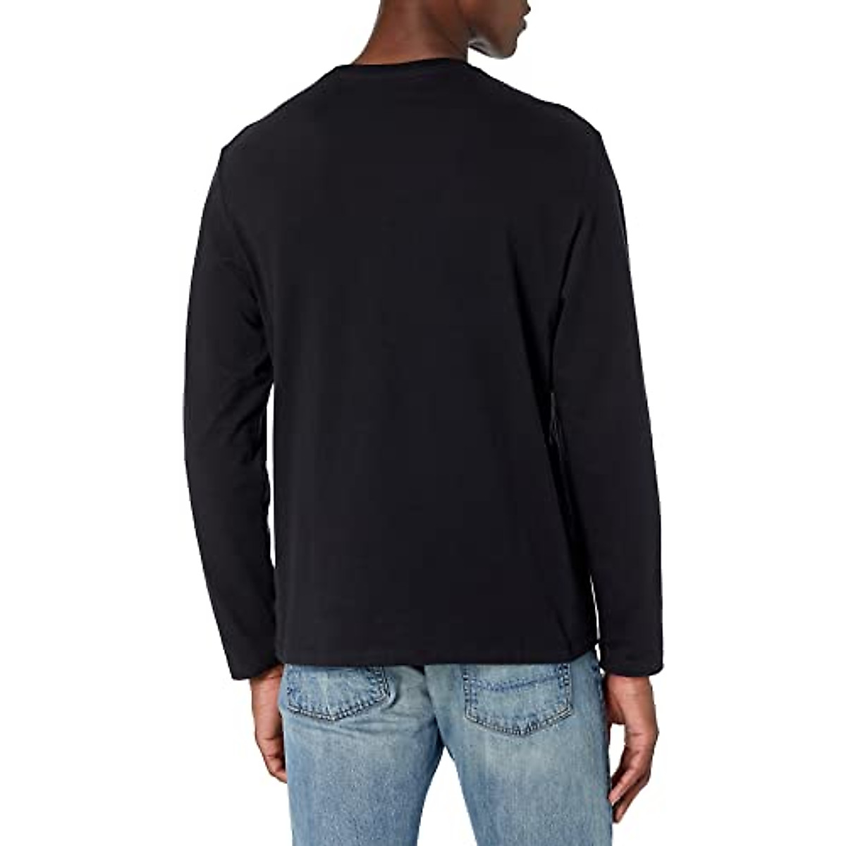 Amazon Essentials Men's Regular-Fit Crewneck T-Shirts, Long-Sleeve, Black, Size Large, No Pocket