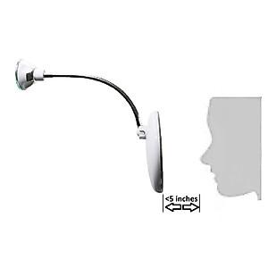 JiBen Flexible Gooseneck LED Lighted 10X Magnifying Makeup Mirror with Power Locking Suction Cup and 360 Degree Swivel, Portable Cordless Travel and Home Bathroom Vanity Mirror