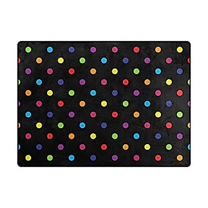 WIHVE Area Rugs for Bedroom Living Room Colorful Polka Dot Black Decorative Floor Rugs Large Rug 5 x 7 Feet
