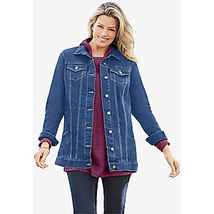 Woman Within Women's Plus Size Washed Thermal Hooded Sweatshirt - 22/24, Black