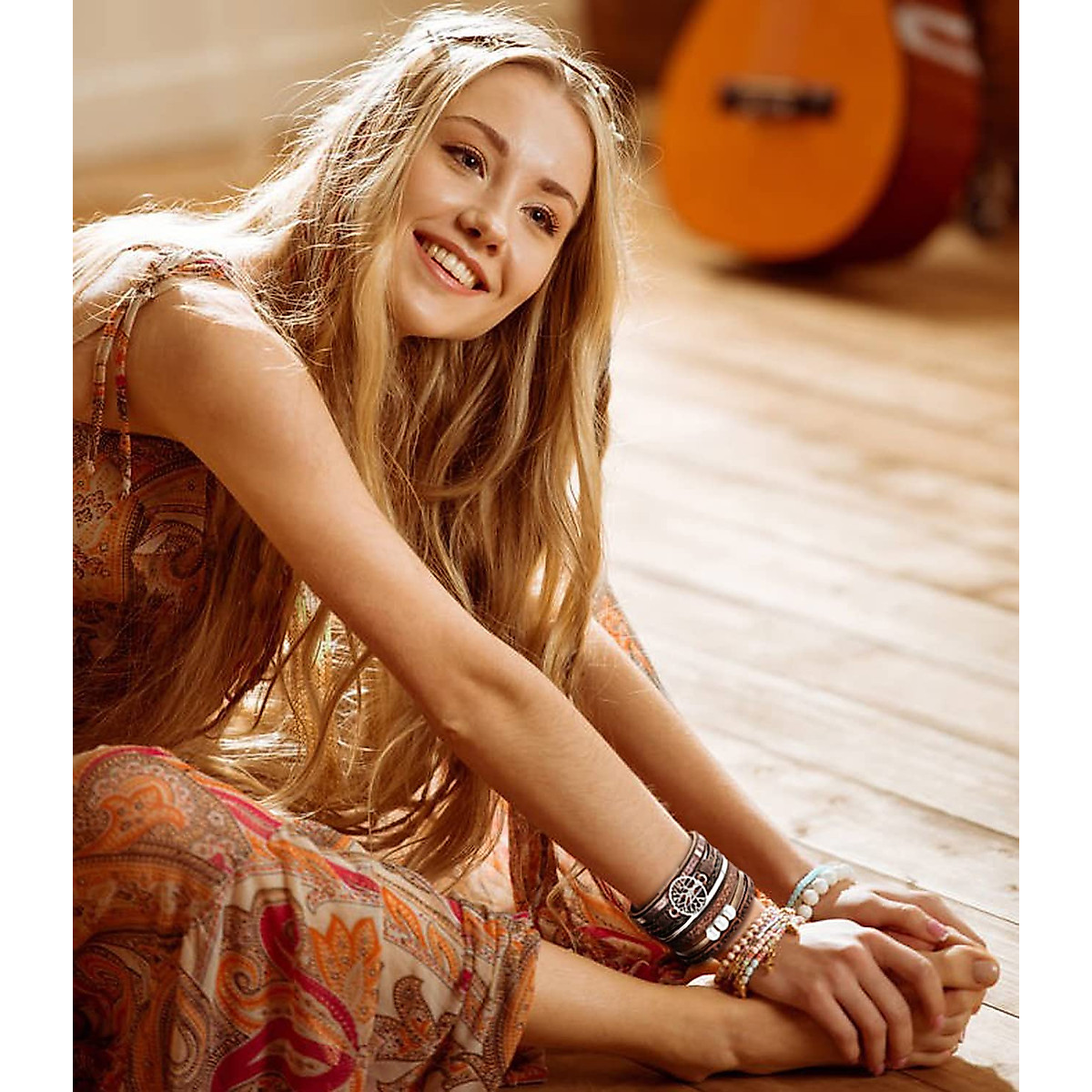 RONLLNA Tree of Life Leather Cuff Bracelet for Women Wrap Cross Bracelets Boho Bracelets with Pearl Gifts for Women Brown Tree