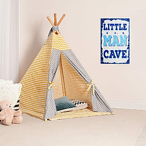 Little Man Cave Wood Sign Children Cave Sign Door Elegant Wood Sign Bedroom Sign Hanging Toddler Boys Room Decor Wall Art Decorative Wood Sign for Kids Children Bedroom