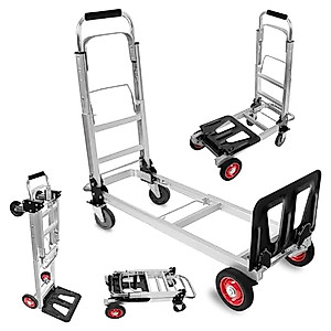 Heavy Duty Cargo Trolley 4 Wheels Express Trolley Grocery Shopping Cart Multi-Function Push Truck for Easy Transportation,Can Hold 440 Lbs