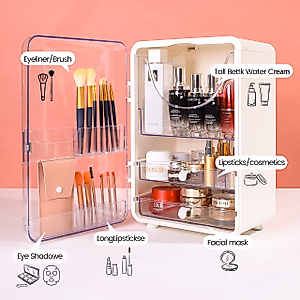 PEAKXCAN Large Double-Door Makeup Organizer with Drawers - Dustproof & Waterproof Cosmetic Storage for Women