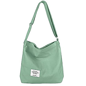 Tote Bag for Women Canvas Cute Tote Bag Aesthetic Hobo Bags for Women for Work Travel Easy to Fold (Bean Green)
