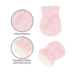 Rising Star Baby Girl's & Boy Infant Winter Mittens Set Sherpa Lined with Earflaps-Newborn Trapper Hat 0-24 Months, Pink