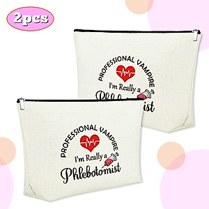 Phlebotomy Gifts 2Pcs Makeup Bag Nurse Accessories for Work Bag Phlebotomist Graduation Cosmetic Bag Appreciation Gifts for Phlebotomist Technician Hematologist Medical Gift Funny Travel Makeup Pouch