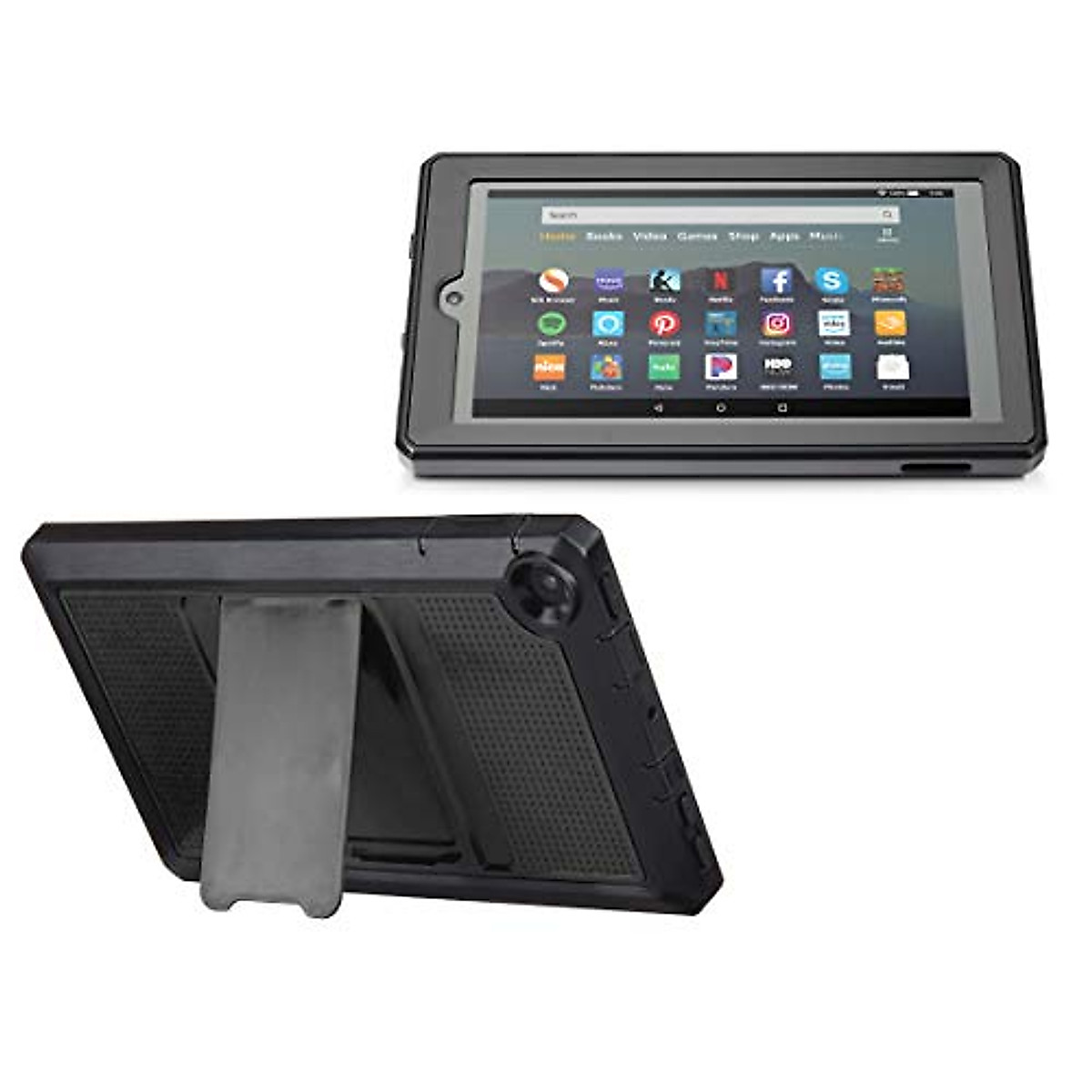 Nupro Heavy Duty Shock-Proof Standing Cover with Screen Protector For Fire 7 Tablet, Black