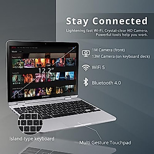 SAMSUNG Plus V2 2-in-1 12.2" Touchscreen Chromebook Laptop, Intel Celeron 3965Y, 4GB RAM, 64GB eMMC, 1M Front Camera, Wi-Fi, Bluetooth, MicroSD Reader, Stylus Pen, Chrome OS, Silver, 128GB USB Card