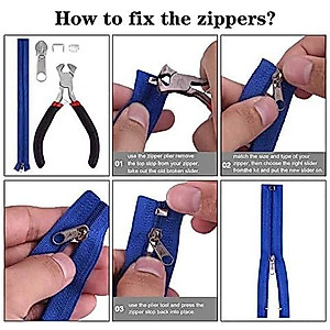 Zipper Repair Kit Zipper Replacement,85 pcs Zipper Replacement Accessories with Zipper Install Pliers Tool and Zipper Pulls , for Bags, Jackets, Jeans,Tents, Luggage and Sleeping Bag