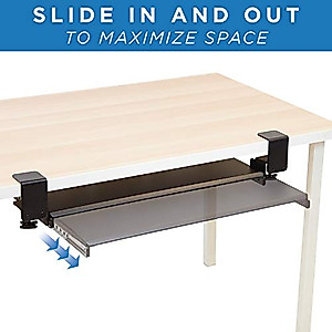 Mount-It! Clamp Keyboard Tray - Ergonomic Under Desk Pull Out Keyboard and Mouse Platform with No-Drill Easy Installation - Slides Under Desk Increase Desk Space - 27 Inch Wide
