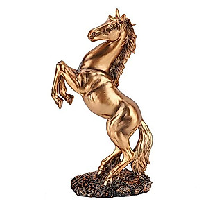 Liyeehao Resin European Style Horse Standing Statue, Horse Statue Sculpture, Lucky Gifts Eco-Friendly for Office Decor for Home Decor(bs-021 Copper Color)