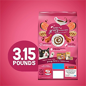 Purina Friskies Dry Cat Food, Gravy Swirlers - 3.15 lb. Bag
