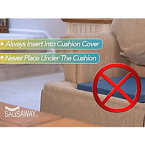 SagsAway 2Pk of Large 1.5in Thick Cushion Inserts and .5in Posture Zones for Support of 2 Saggy Seats. Military Grade Foam to Add Thickness and Delay Replacing Sofa, Measure for Size to Fit in Cover