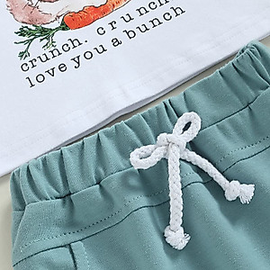 Yealise 2PCS Easter Children's Top and Shorts Set, Rabbit Print Short Sleeve T-Shirt Top+Shorts Set