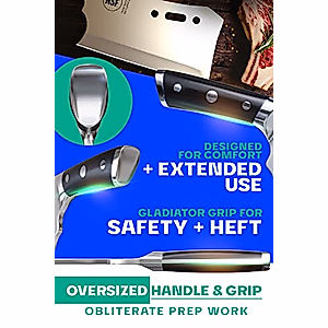Dalstrong Obliterator Meat Cleaver - 9 inch - Gladiator Series R - Wood Stand and Sheath - Razor Sharp Massive Heavy Duty - 3lbs 6mm Thickness - 7CR17MOV Steel Kitchen - G10 Handle - NSF Certified