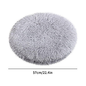 Calming Dog Beds Dog Bed for Small Dogs Friday Black Deals Today Round Fluffy Dog Bed Fluffy Faux Fur Plush Anti-Anxiety Warming Comfy Dog Bed Dog Crate Bed(22.5 in)
