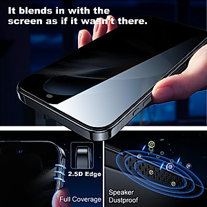 WSKEN Privacy Screen Protector for iPhone 14 Pro Max 6.7 inch,[Auto-Dust Removal] Full Coverage Screen 2.5D Edge 28 Degree 10s HD Tempered Glass Film with Dust Clean Installing House 2022 5G,2 Pack