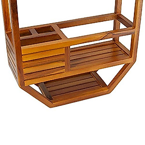 TeakCraft Teak Shower Caddy, Shower Organizer For Bathroom, Non Slip, Indoor and Outdoor, Hanging Shower Organizer, Showerhead, 3 Shelf, The Thoren