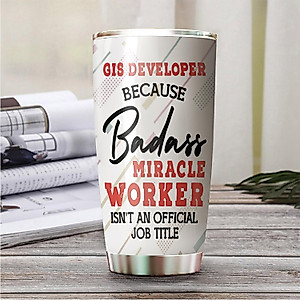MEDROC Miracle Worker Nutrition Facts GIS Developer Tumbler Stainless Steel 20oz, Funny Gifts Bulks For Office Women Men Work Friend Coworker, Driking Coffee Cup For Birthday Christmas