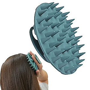 INNERNEED Scalp Massager Shampoo Brush, Wet & Dry Manual Scalp Care Head Scrubber Hair Washing, Soft Silicone Bristles, for Hair Growth, Dandruff Removal, Comfortable for All Hair Types (Dark Green)
