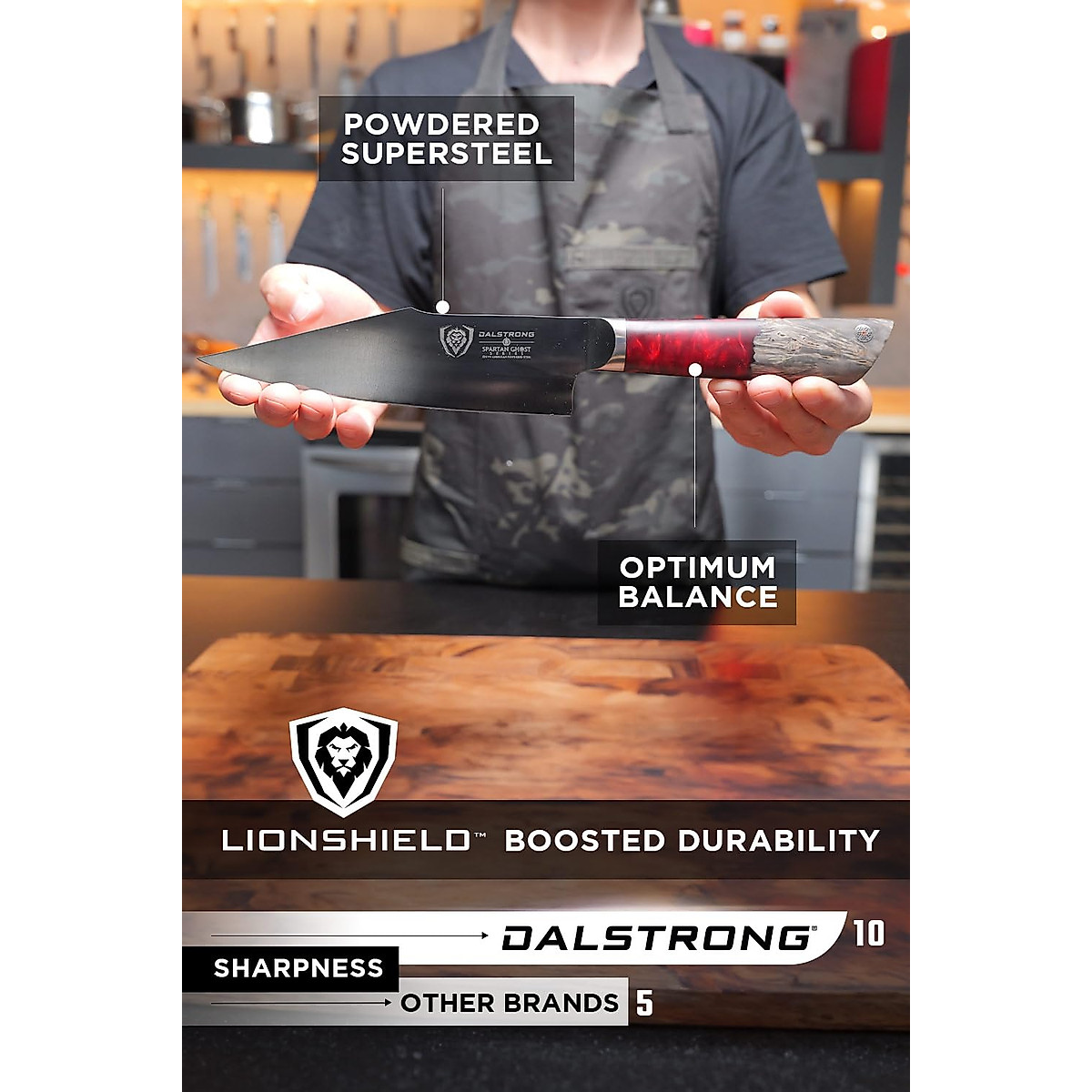 Dalstrong Santoku Knife - 7 inch - Spartan Ghost Series - Premium American Forged S35VN Powdered Steel Kitchen Knife - Razor Sharp Kitchen Knife - Maple & Red Resin Handle - Vegetable Knife - Sheath