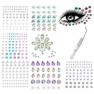 PLOMFOV Face Jewels for Glitter Makeup for Women Face Gems Stick On Rhinestones for Eyes Self-Adhesive Rhinestone Sticker Makeup Rhinestones for Makeup Face Gems Set A