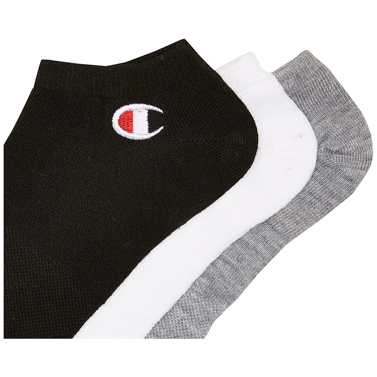 Champion mens 3-pack Super W/Embroidery No Show Sock, Black/Grey/White, 6 12 US