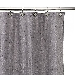 Nickel Shower Curtain Hooks Rings: Silver Rust Proof Metal Shower Hooks for Bathroom - Flower Clover Designed Decorative Curtain Rings Hangers for Shower Rod - Set of 12