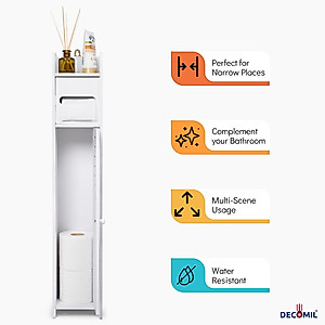 DECOMIL - Small Bathroom Storage Cabinet, Bathroom Storage Organizer |Storage Shelf, Toilet Paper Organizer, Towel Storage