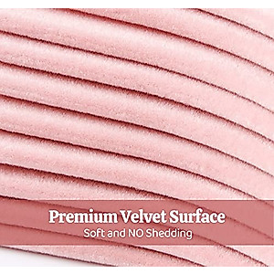 HOUÍSM Premium Velvet Pants Hangers, 16.7inch Slim Skirt Hangers with Adjustable Clips - Heavy-Duty, Non-Slip, Ultra Thin, Space Saving Flocked Hangers for Coat, Suits, Dress & Shirt (Cloud Pink)