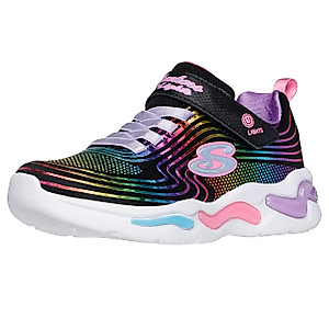 Skechers Kids Wavy Beams Sneaker, Black/Multi, 12 US Unisex Little Kid