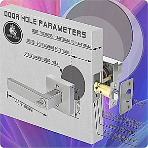 HADE LION Privacy Brushed Nickel Door Handles Lock Without Keys, Square Door Lever, Bathroom/Bedroom Heavy Duty Door Knobs Interior 1 Pack