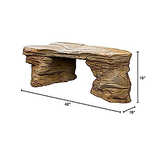 Cast Stone Petrified Rock Bench, Commercial Grade Concrete Benches, 3 Piece Concrete Bench, Hand Sculpted Fine Cast Stone Patio Furniture & Rock Bench