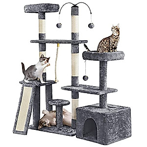 Yaheetech Multi-Level Cat Tree Cat Tower for Indoor Cats, Cat Condo with Scratching Posts, Cat Furniture Play Center, Plush Perch, Rotatable Cat Tree for Kittens/Large Cat, Dark Gray