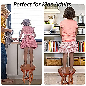 ACXFOND Step Stool Bamboo Wooden Step Stool for Adults and Kids Stepping Stool Supports 300 lbs Kitchen Bathroom Bedroom Bamboo Wooden Foot Stool