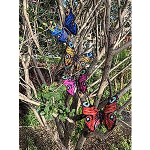 Metal Butterfly Outdoor Decor - 5 Pack Wall Art Decorations Hanging for Patio, Fence, Garden, Yard, Handmade Gift for Kids