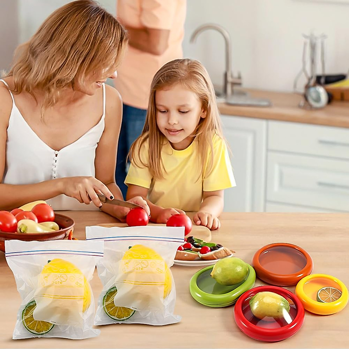 4 Pcs Avocado Saver, Avocado Storage Container with 30 Freezer Bags, Fruit Storage Containers for Fridge, Reusable Refrigerator Storage Box Fresh Stretch Pod for Vegetable Crispe