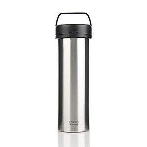 ESPRO – P0 Ultralight – Single Serve French Coffee Press and Lightweight Hydration Bottle for Travel, Camping and Everyday use, Stainless steel, Vacuum Insulated 16 oz (Brushed Stainless Steel)