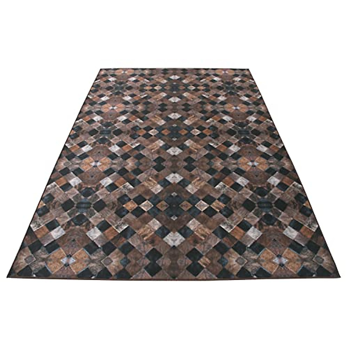 Faux Cowhide Contemporary Area Rug 6x9 Patchwork Heirloom Frescoes Polyester Rug with Cotton-Canvas Backing