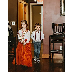 Alizeal 2.5cm Elastic 3 Clip Suspender and Bow Tie Set with Hat for Kids, Black