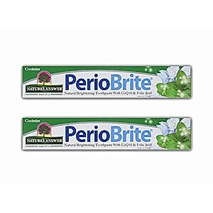 Nature's Answer PerioBrite Natural Toothpaste, Cool Mint, 4-Ounce (Pack of 2) Fluoride Free with CoQ10 & Folic Acid | Naturally Whitens Teeth | Freshens Breath | Removes Plaque | Minimizes Dry Mouth