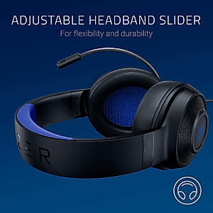 Razer Kraken X Ultralight Gaming Headset: 7.1 Surround Sound - Lightweight Aluminum Frame - Bendable Cardioid Microphone - for PC, PS4, PS5, Switch, Xbox One, Xbox Series X|S, Mobile - Black/Blue