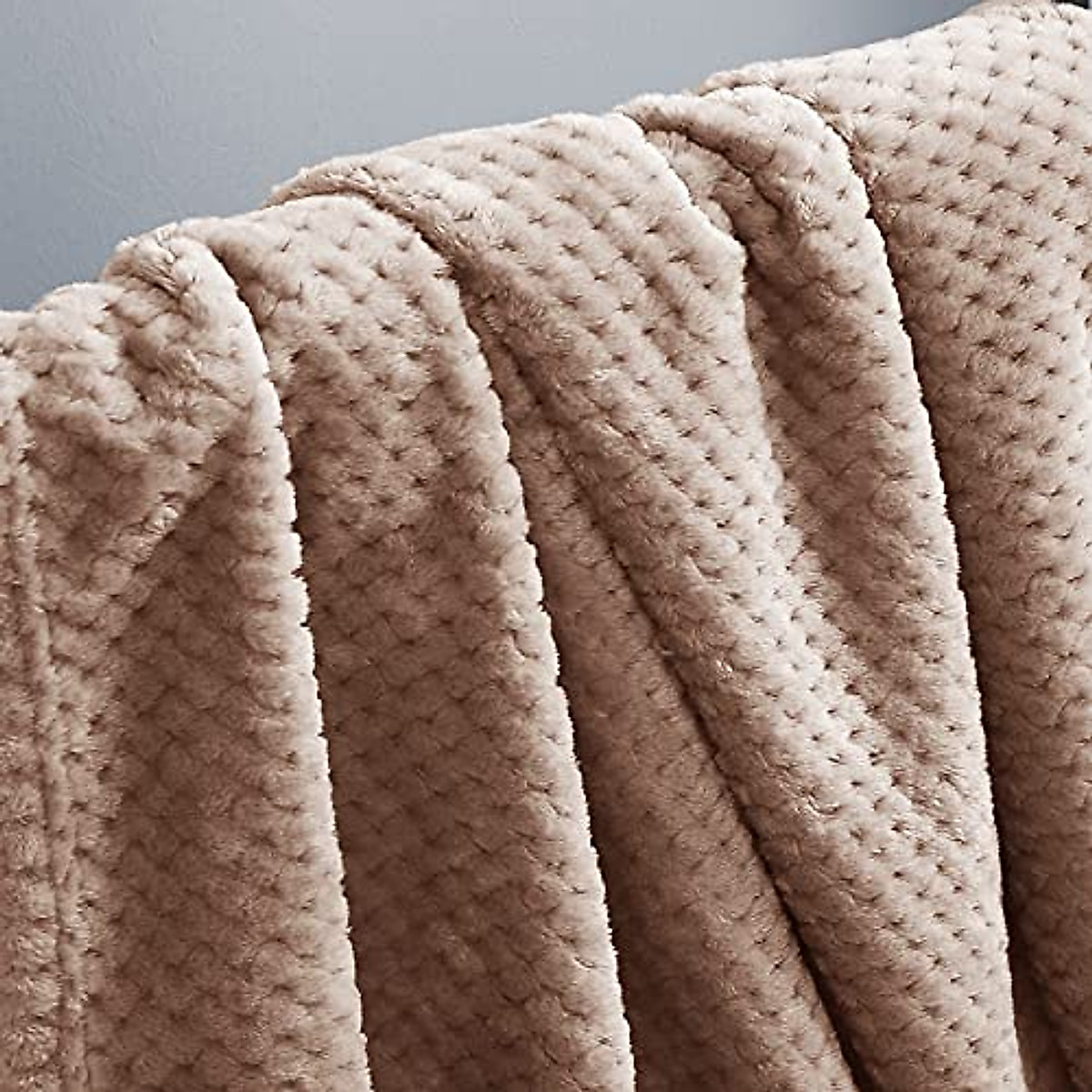 Exclusivo Mezcla Fleece Throw Blanket, Super Soft and Warm Blankets for Couch, Sofa and Bed Waffle Textured, Cozy, Fuzzy and Lightweight (Camel, 40x50 Inches)