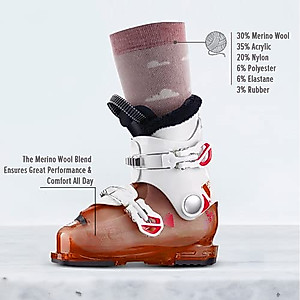 OutdoorMaster Kids Ski Socks 2 Pack - Merino Wool Blend, Over the Calf Design (M, Mt View - 2)